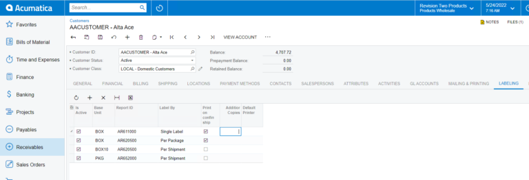 Customer Shipping Labeling | Mayer Group - Acumatica Partner