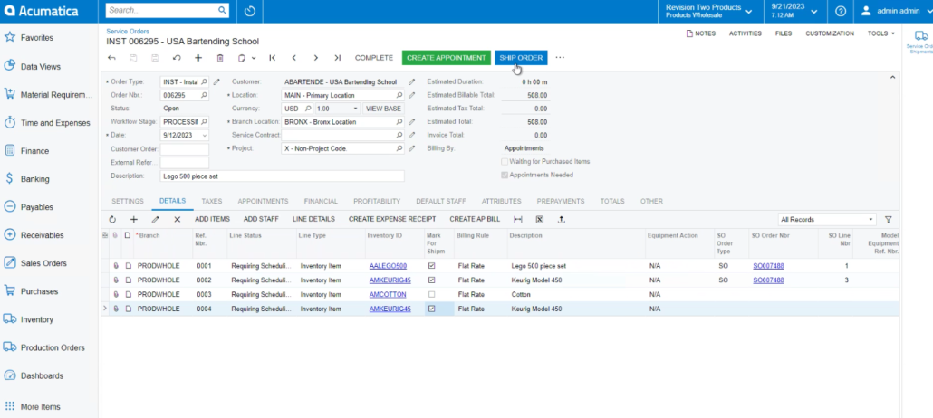 Ship Service Orders | Mayer Group - Acumatica Partner